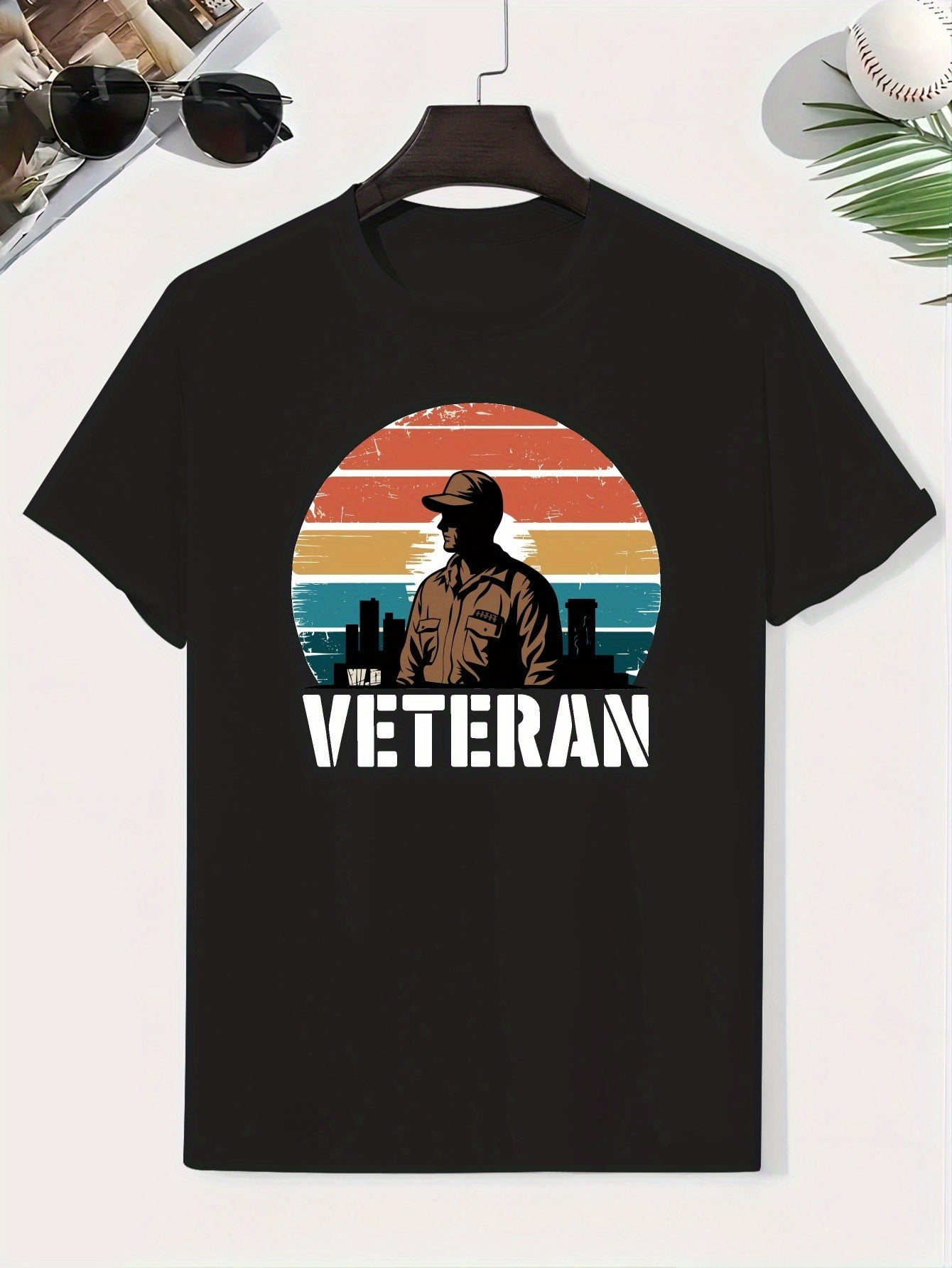 Boys "Veteran" Graphic T-Shirt - Casual Lightweight Cotton Short Sleeve Top with City Skyline ...