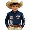 Boys Vintage Western Style Button Down Shirts, Kids USA Flag Embroidery ...