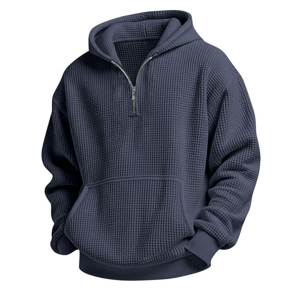 Boys Waffle Knit Hoodies Quarter Zip Long Sleeve Hooded Sweatshirts ...