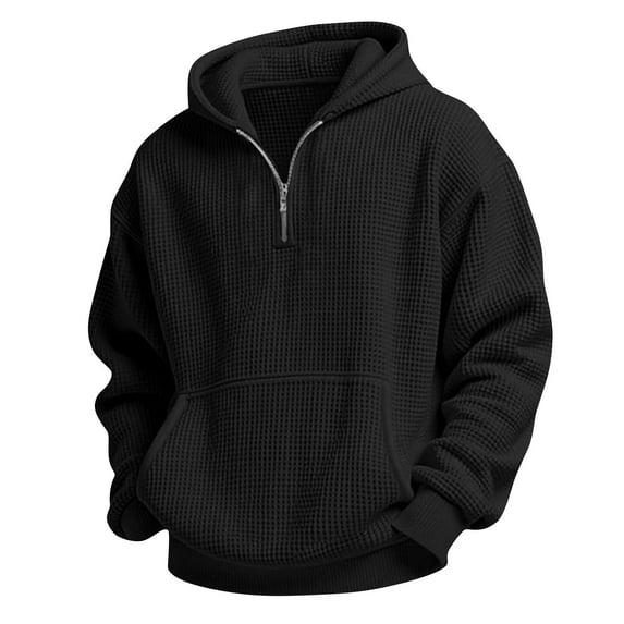 Boys Waffle Knit Hoodies Quarter Zip Long Sleeve Hooded Sweatshirts ...