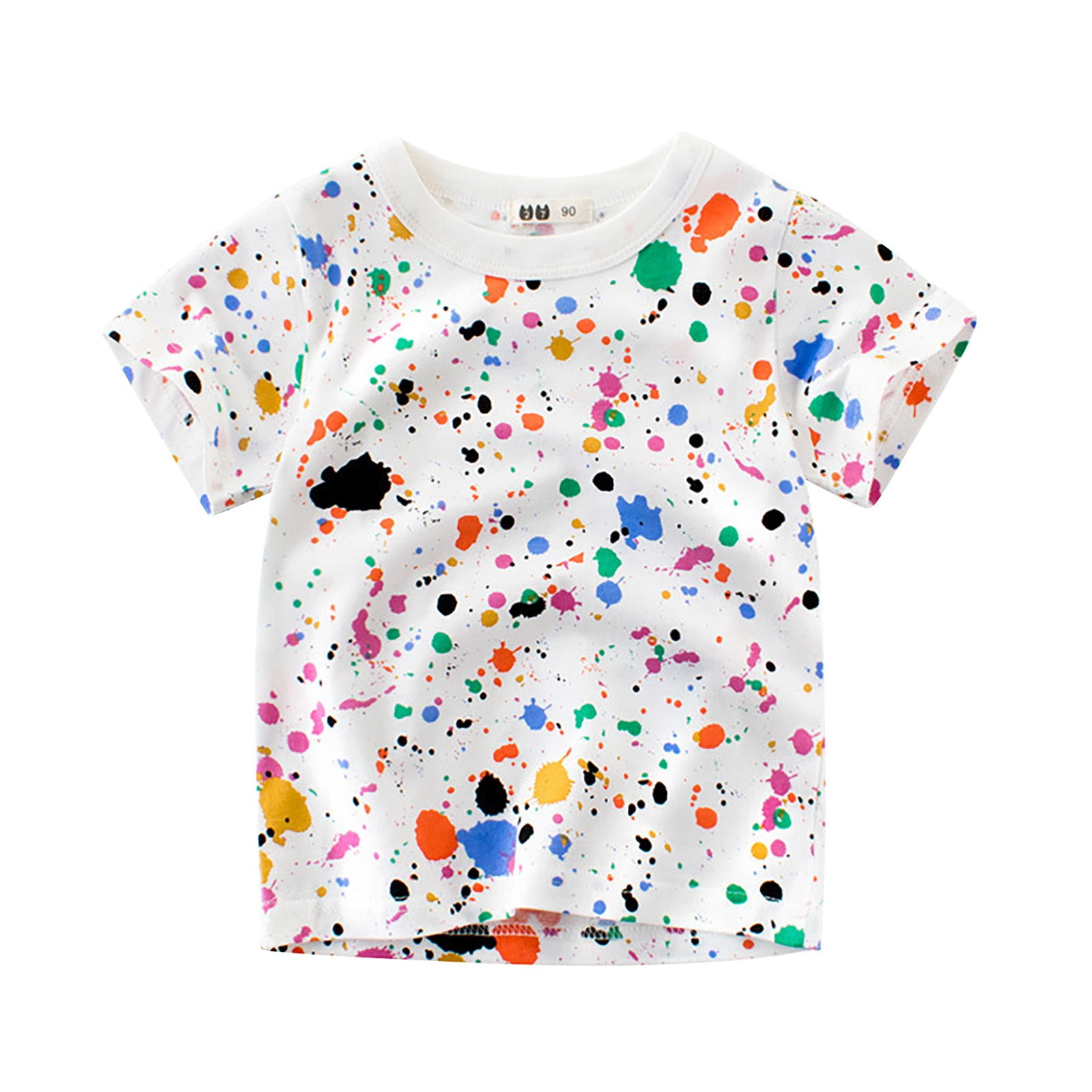 Boys Watercolor Ink Print Tee Round Neck Short Sleeve Design Casual ...