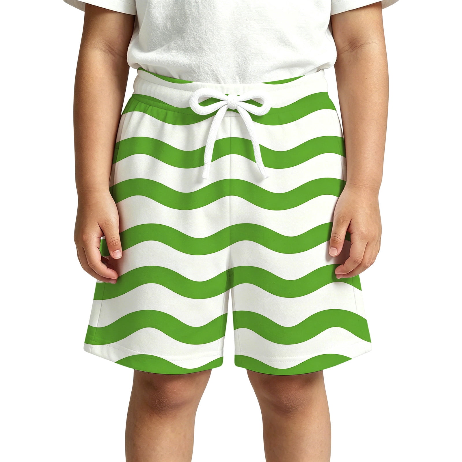 Boys Wave Stripe Print Swim Shorts Drawstring Summer Casual Trunks Size ...