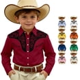 Boys Western Cowboy Print Shirt Denim Style Snap Button Long Sleeve ...