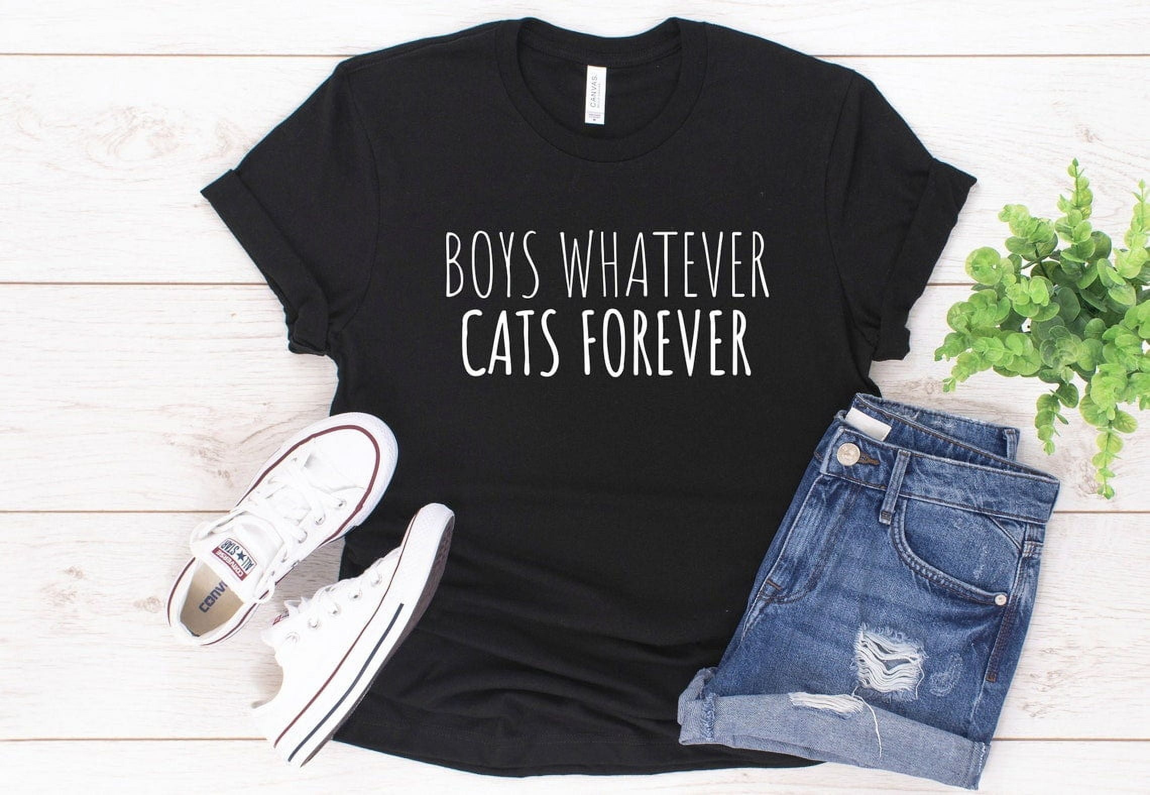 Boys Whatever Cats Forever, Funny Cat Shirt For Cat Owner, Cat Mama ...