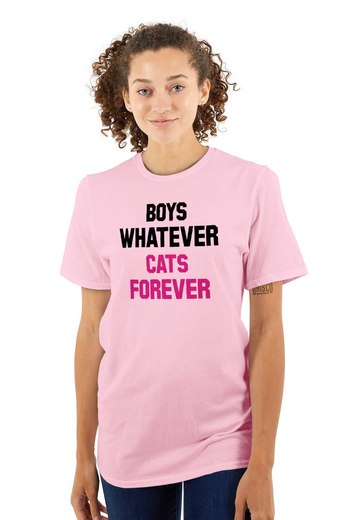 Boys Whatever Cats Forever Funny Women Plus Size Graphic Tee Tees ...