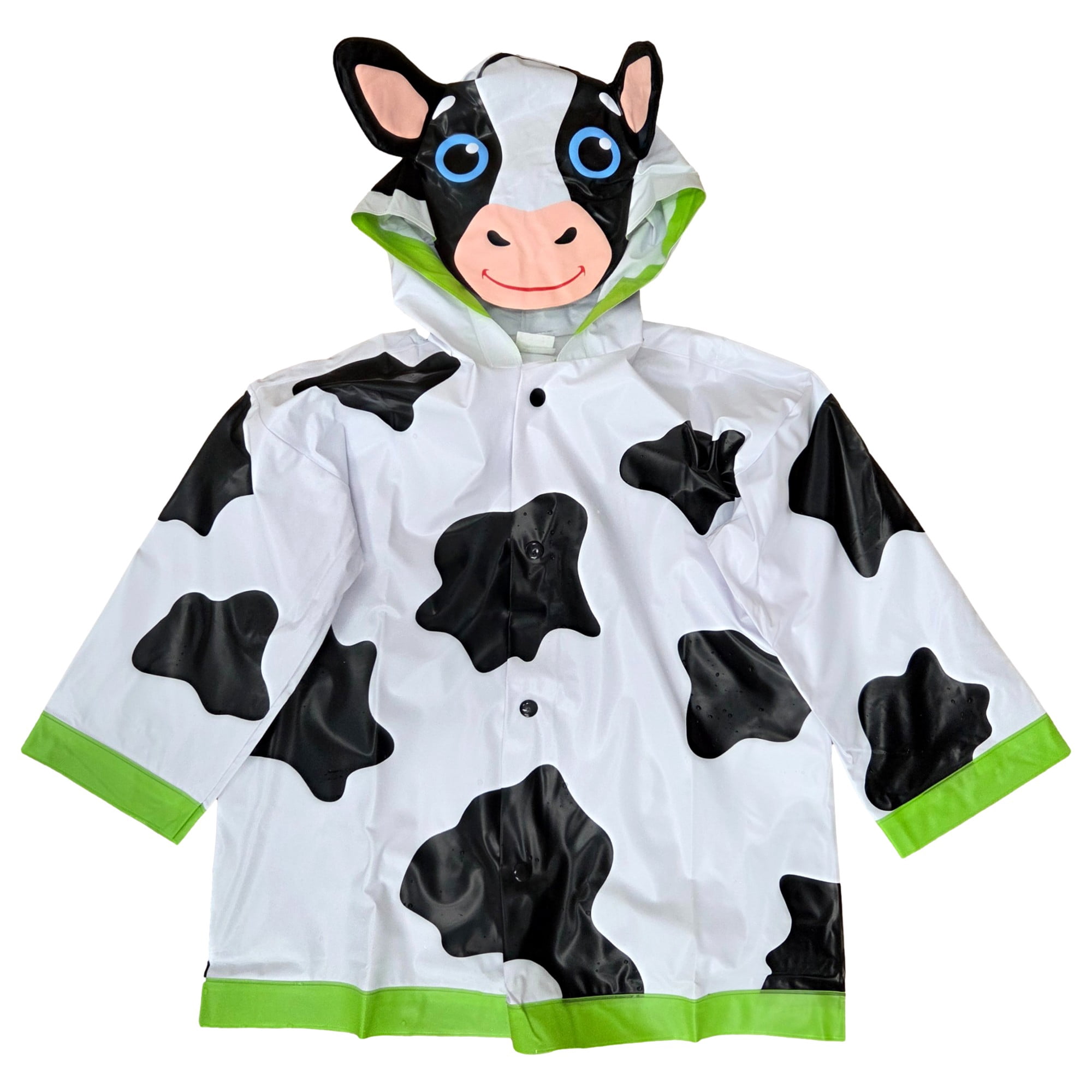 Boys White & Black Cow Print Rain Jacket Coat With Hood Toddler One ...