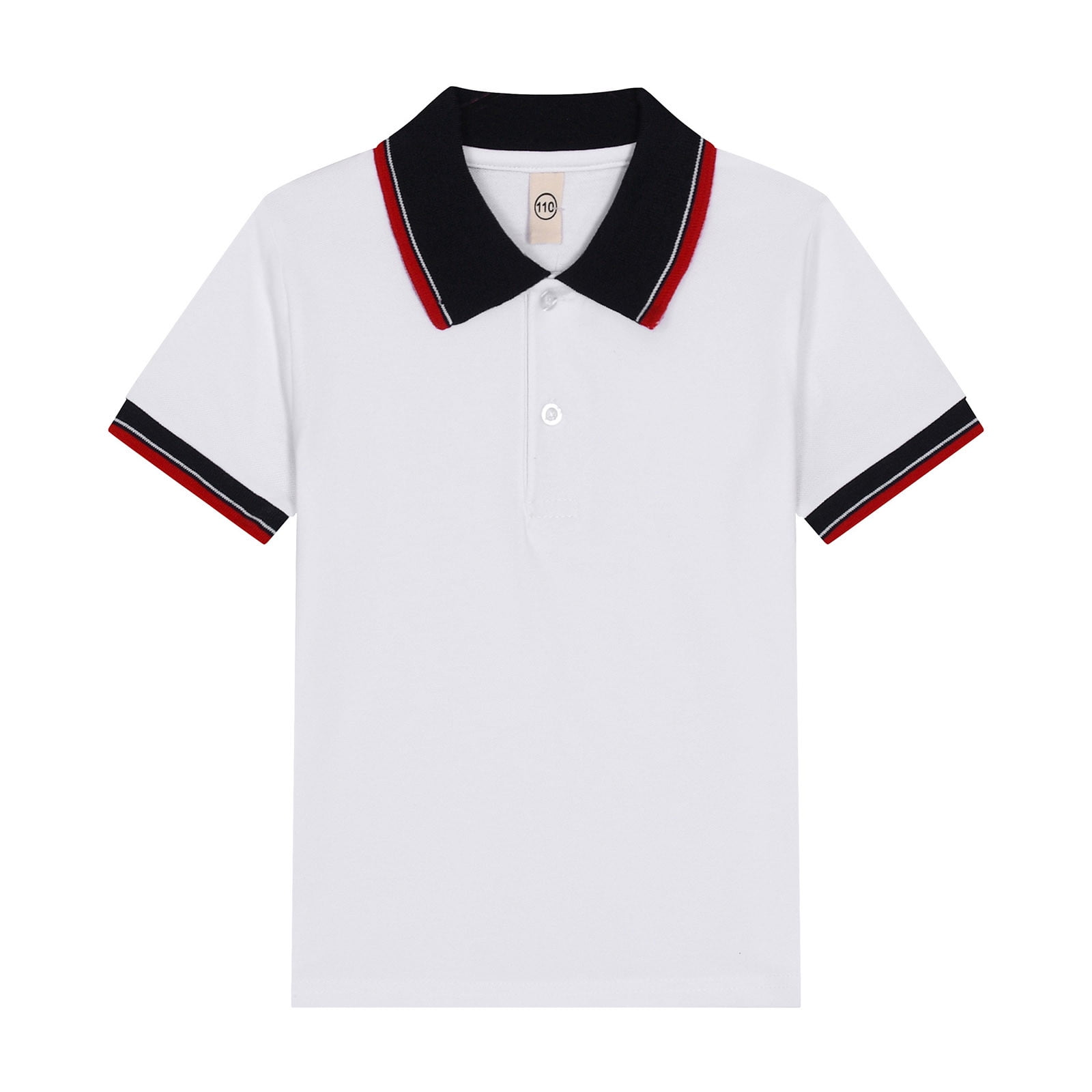 Boys' White Polo Shirts Short Sleeve Uniform Toddler Button Up Shirt ...