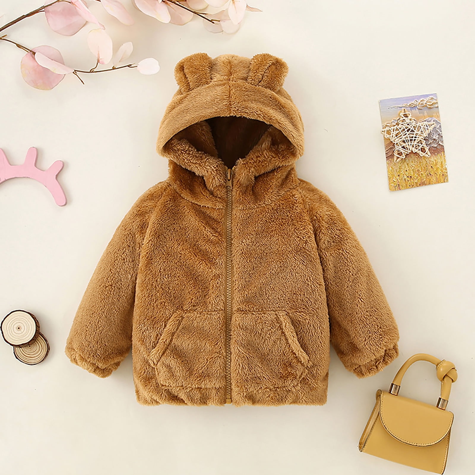 Boys Winter Coat Baby Wearing Fleece Jacket Toddler Hoodie With Bear Ear Zipper Hoodie Toddler ...