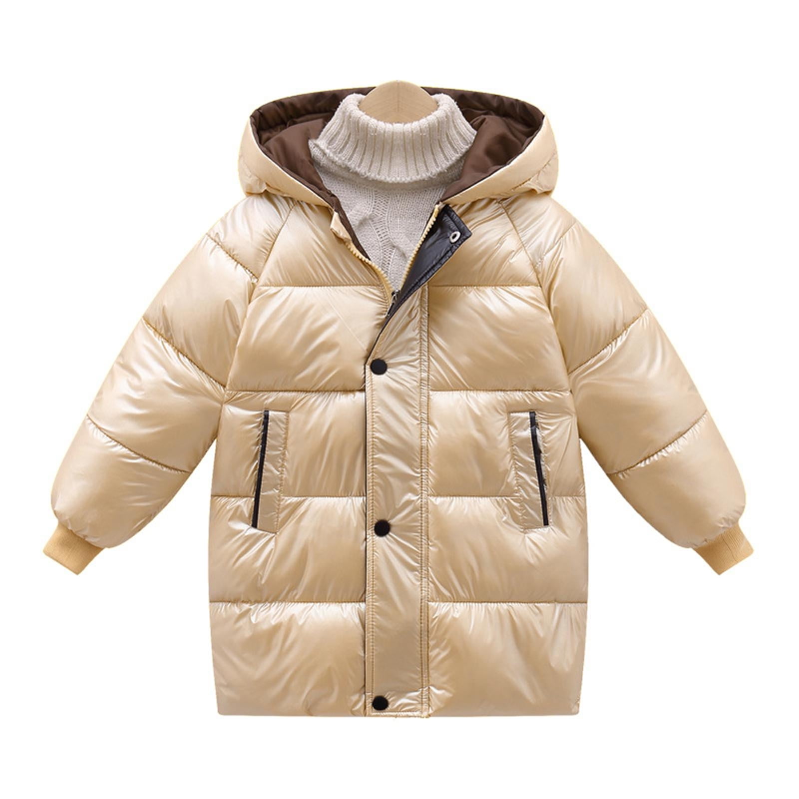 Boys Winter Coat,Kids Puffer Coat Mid-Length Heavyweight with Fur Faux Hooded Warm Windproof ...