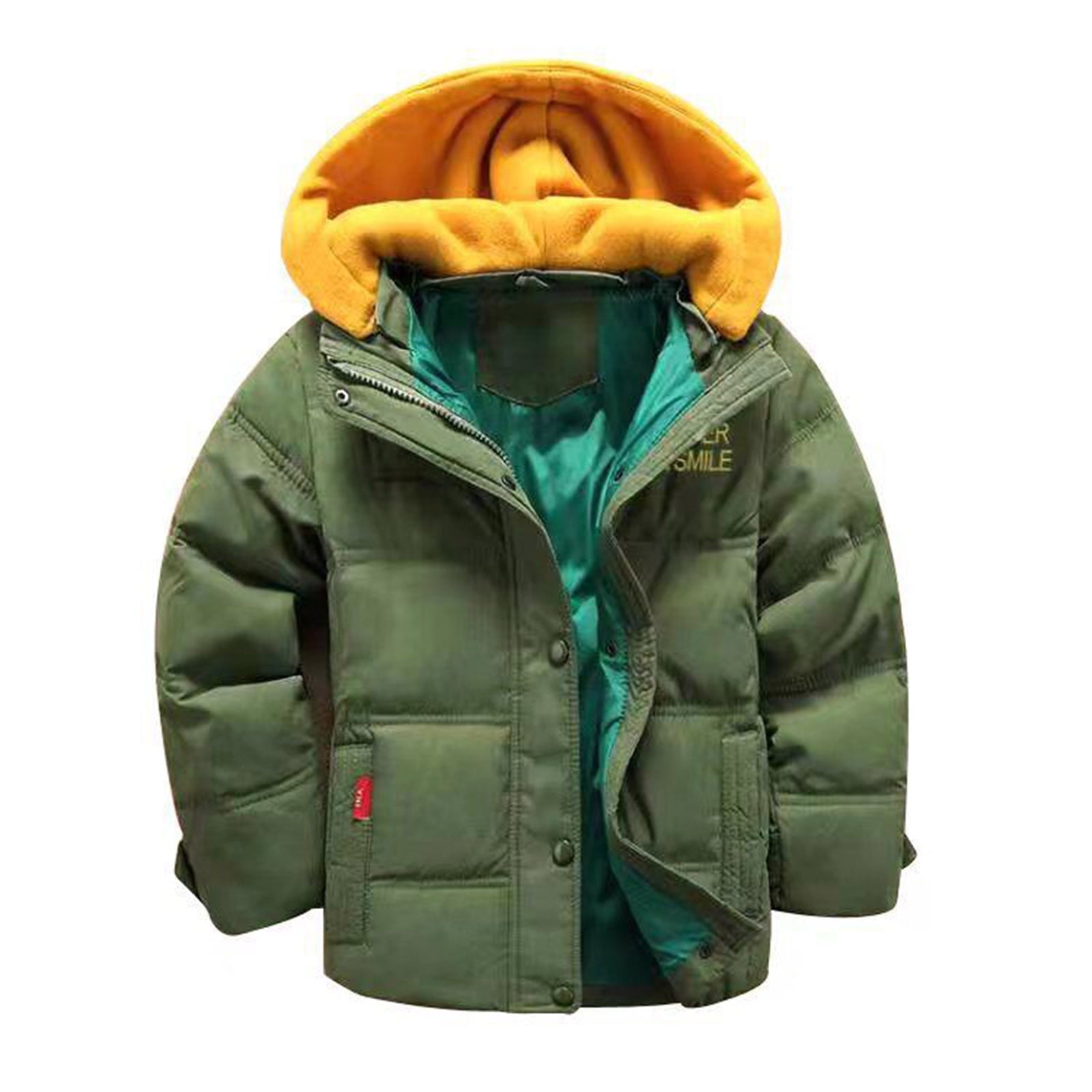 Boys Winter Coats Kids Puffer Jacket with Pocket Zipper Hooded Coat Warm Windproof Child Down ...