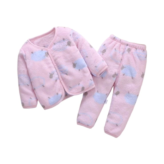 Boys Winter Outfits 2 Piece Coral Thermal Pajamas Cozy Flannel Kids ...