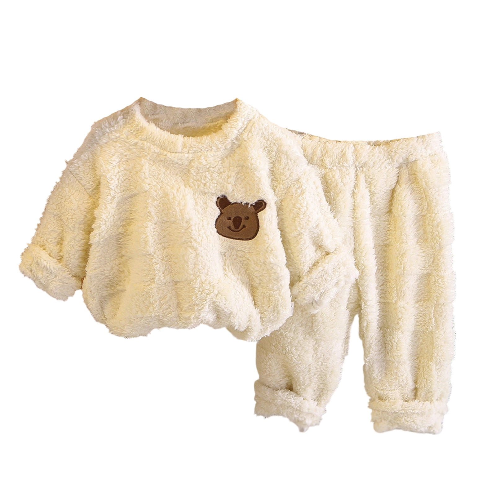 Boys Winter Pajamas Warm Thermal Long Sleeve Two Piece Outfit With Cute ...