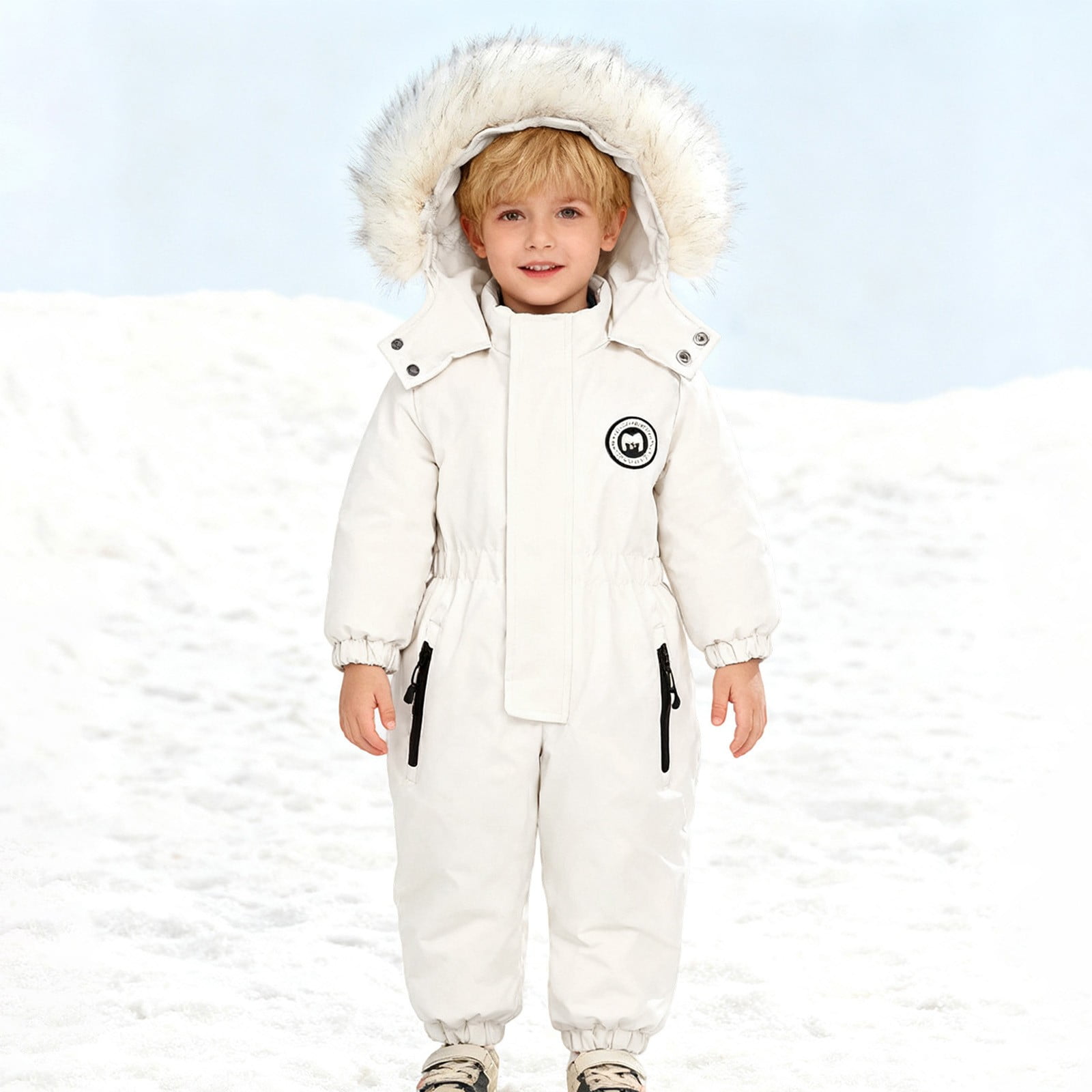 Boys' Winter Warming Jumpsuit with -Trimmed Hood and Thick Padding for ...