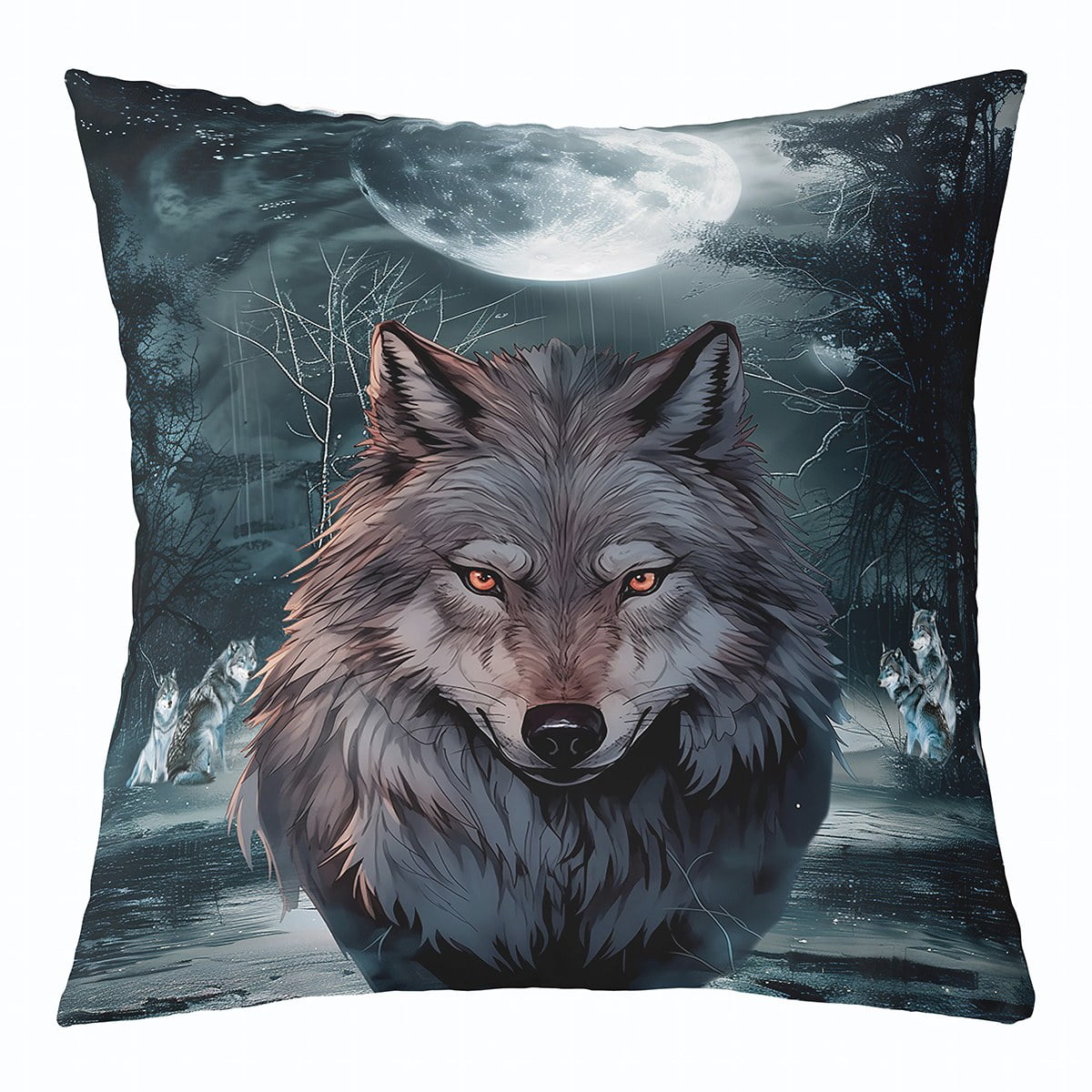 Boys Wolf Throw Pillow Cover Black 3D Wolf Pillow Cover 18x18 Inch ...