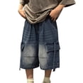 Boys Y2K Carpenter Baggy Jean Shorts Jorts Wide Leg Distressed Cargo ...