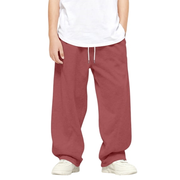 Boys Y2K Wide Leg Sweatpants Solid Drawstring Relaxed Fit Casual Gym ...