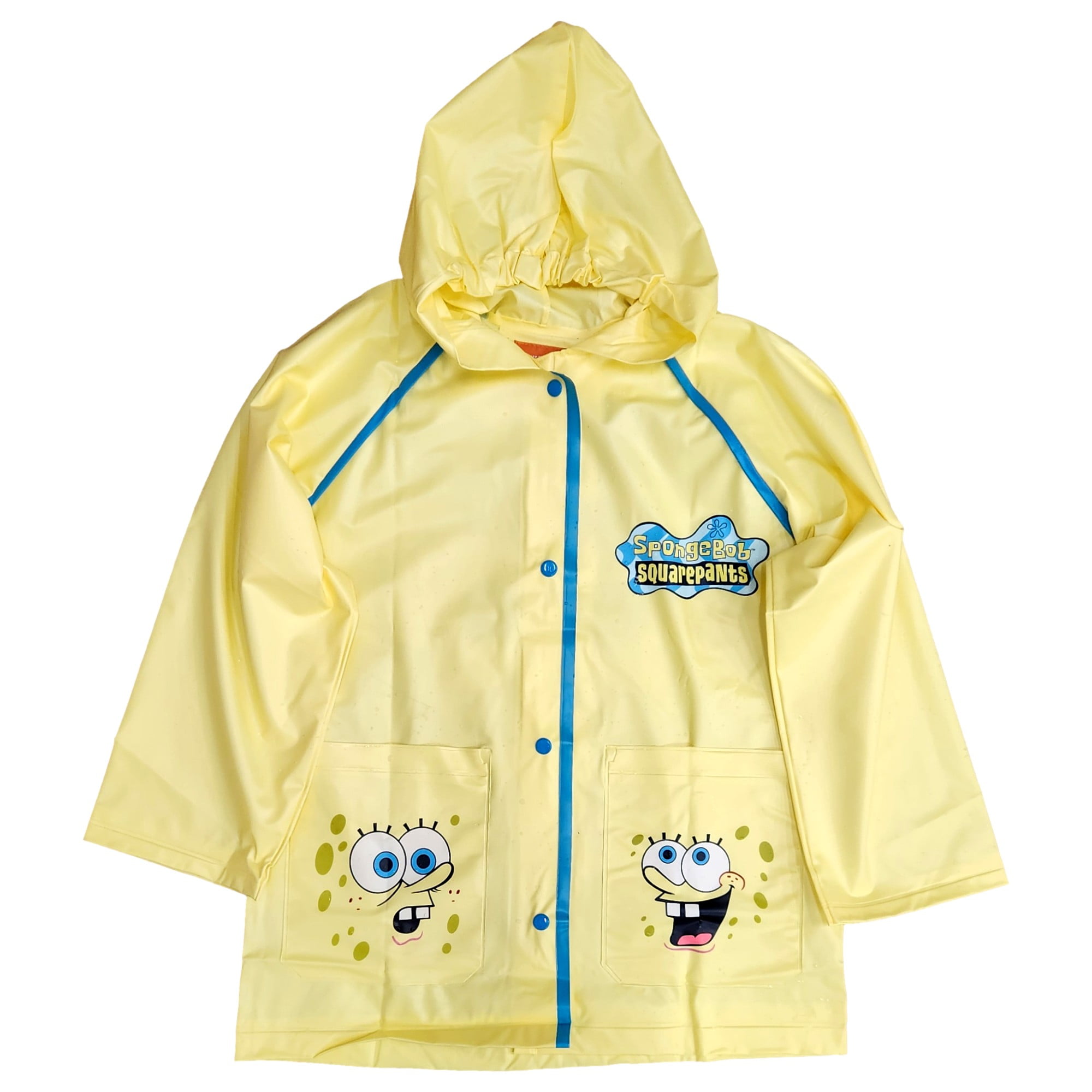 Boys Yellow Spongebob Squarepants Rain Jacket Snap Front Coat Small ...