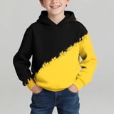 Boys Yellow Two Tone Hoodie Kids Pullover Soft Stretch Color Block ...