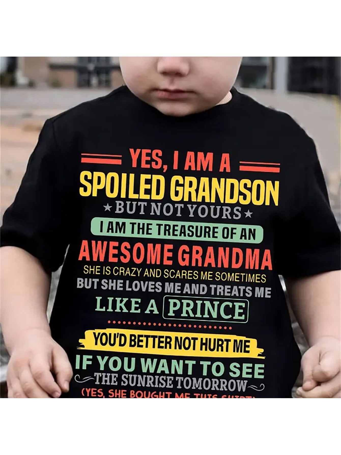 Boys "Yes, i'M a Spoiled Grandson" Cotton T-Shirt - Comfortable and ...