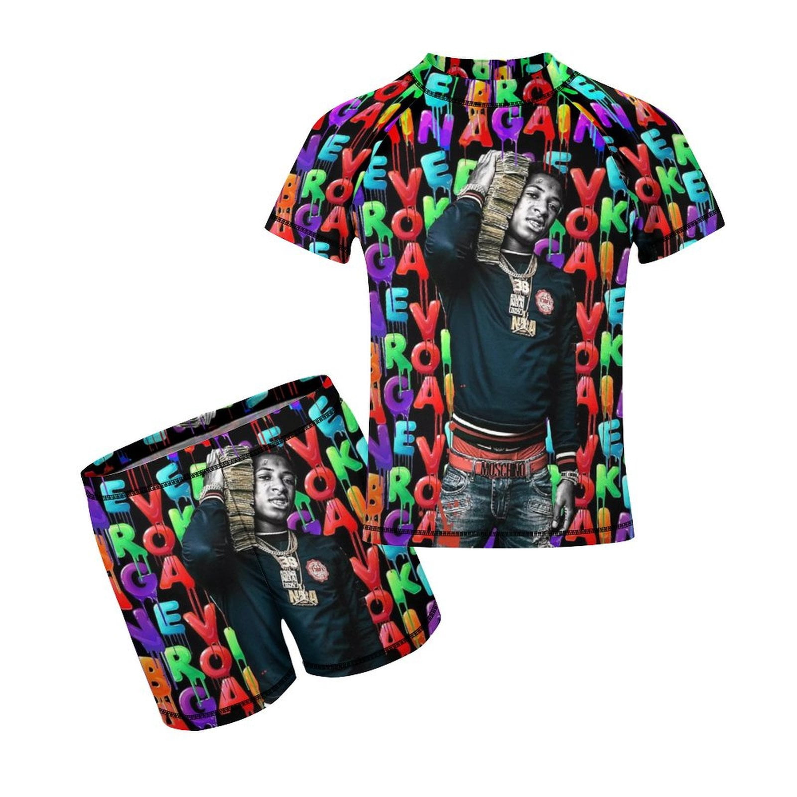 Boys Young-Boy Never Br-oke Again Rash Guard Set 2 Piece Swimsuits ...