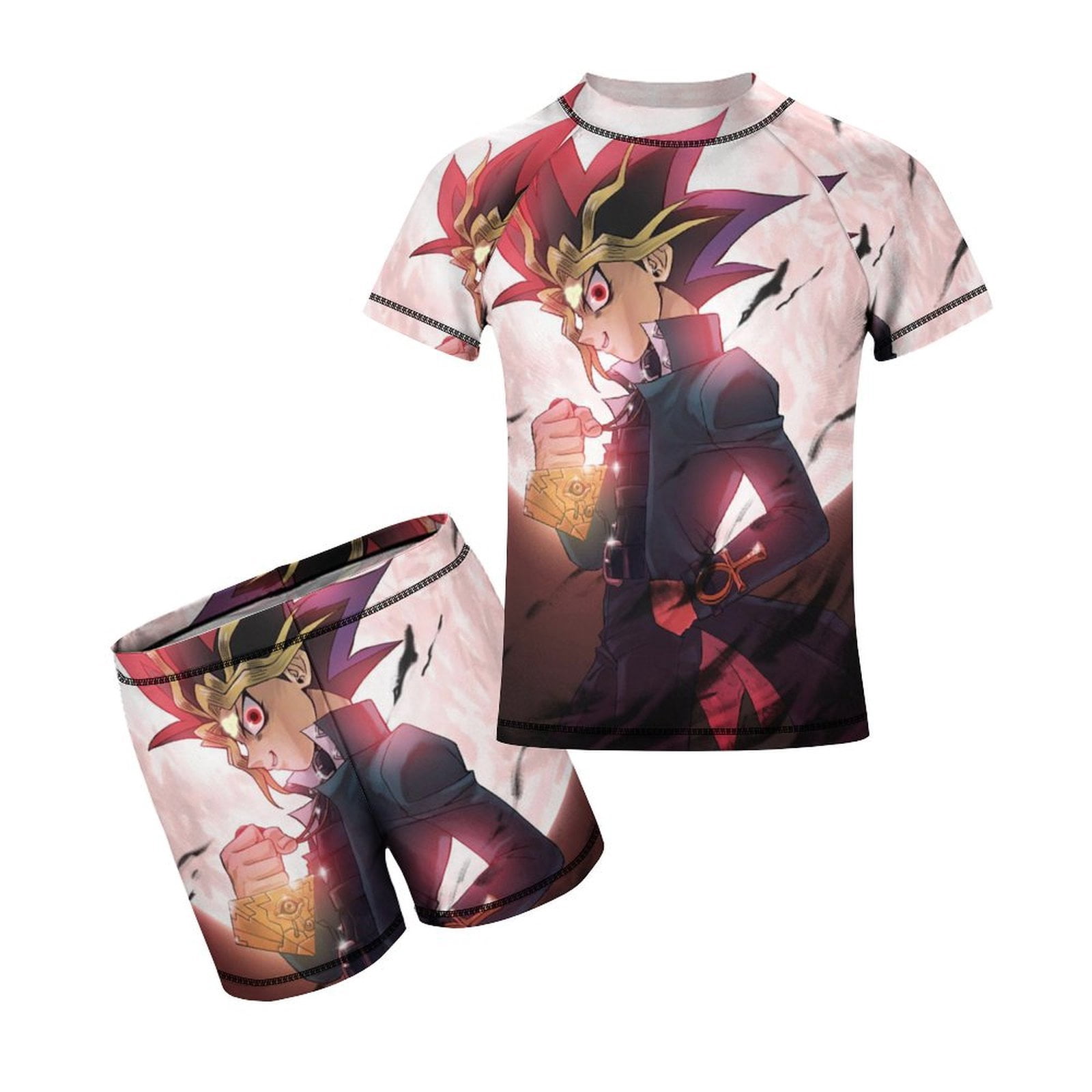 Boys Yu Card Gi 0h Rash Guard Set 2 Piece Swimsuits Short Sleeve ...