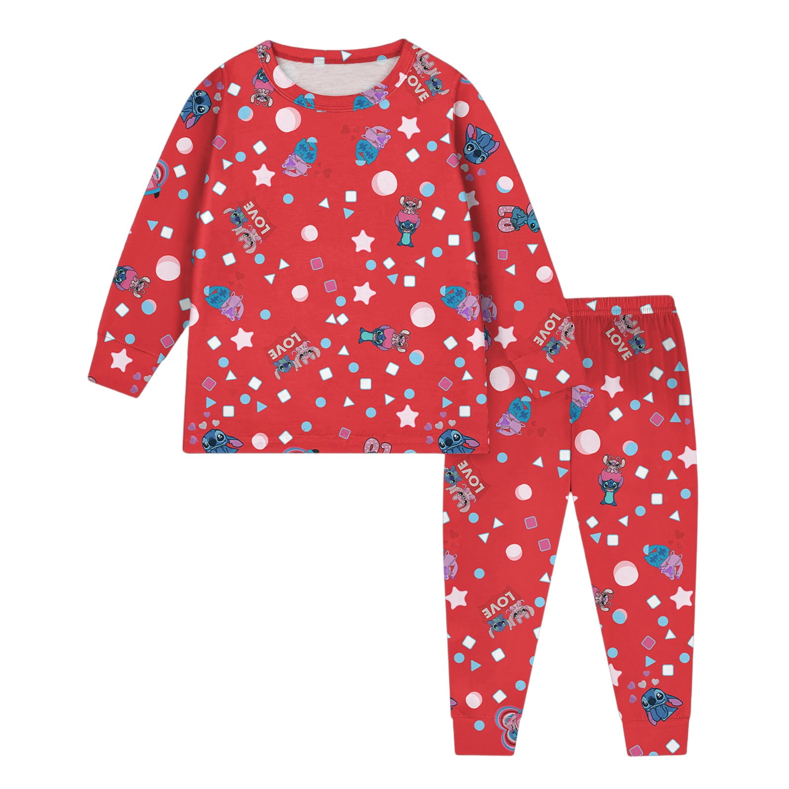 Boys and Girls 2 Piece Set Stitch Cartoon Pattern Shirts Long Sleeve ...