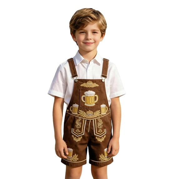 Boys and Girls Festival Print Suspenders Pants Kids Party Wear with ...