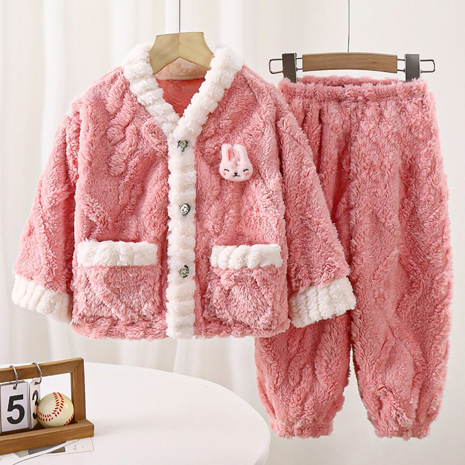 Boys and Girls' Flannel Clothes Long Sleeve and Pants Winter Warm Cute ...