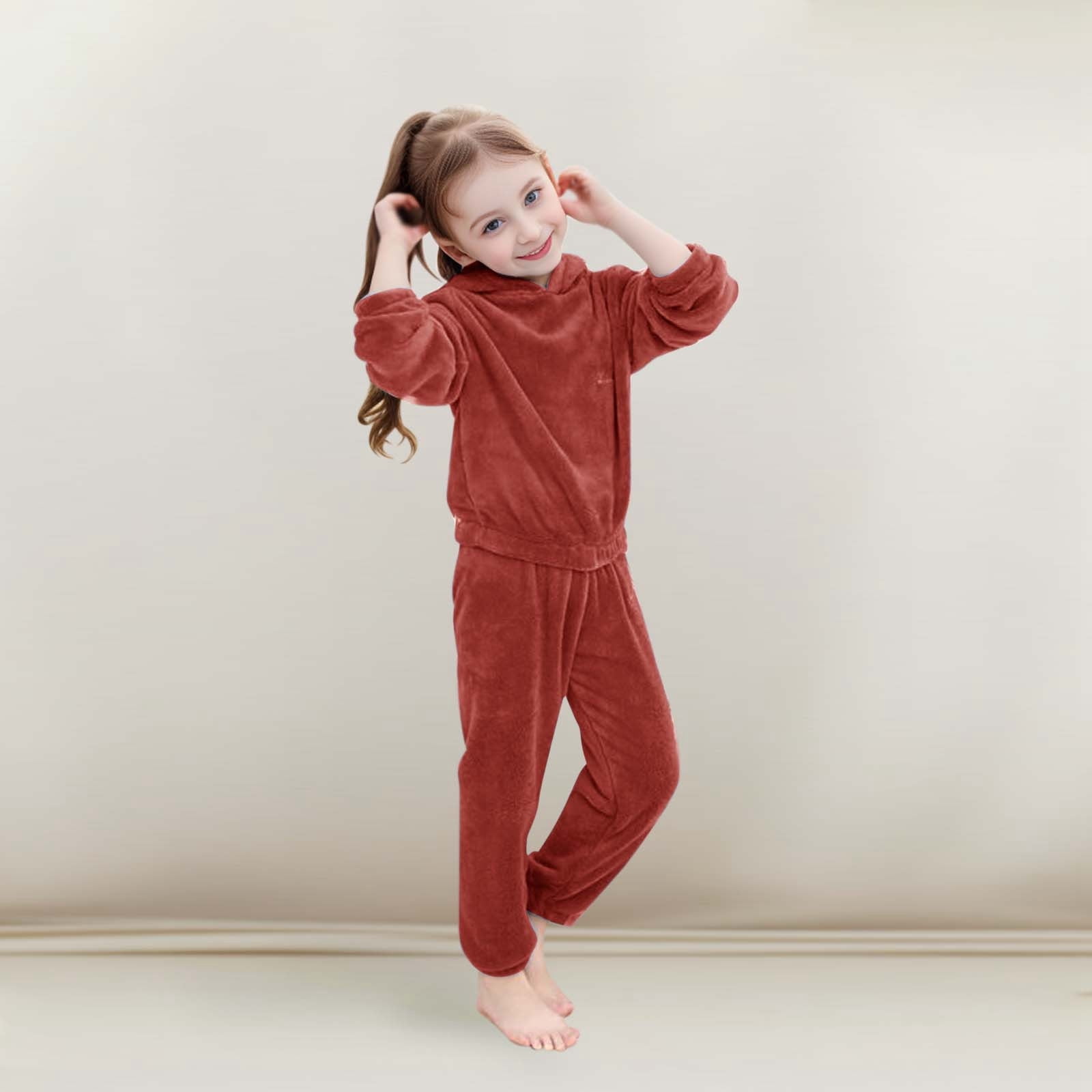 Boys and Girls' Flannel Clothes Long Sleeve and Pants Winter Warm Soft ...