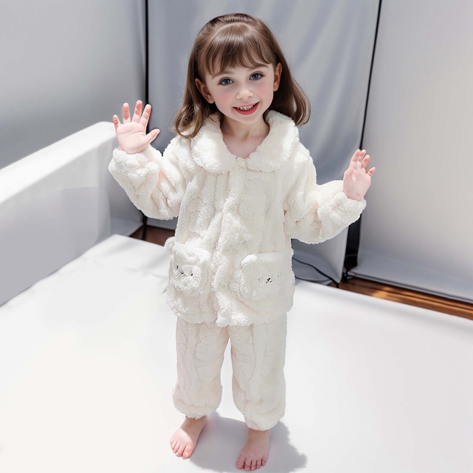 Boys and Girls' Flannel Clothes Long Sleeve and Pants Winter Warm Soft ...