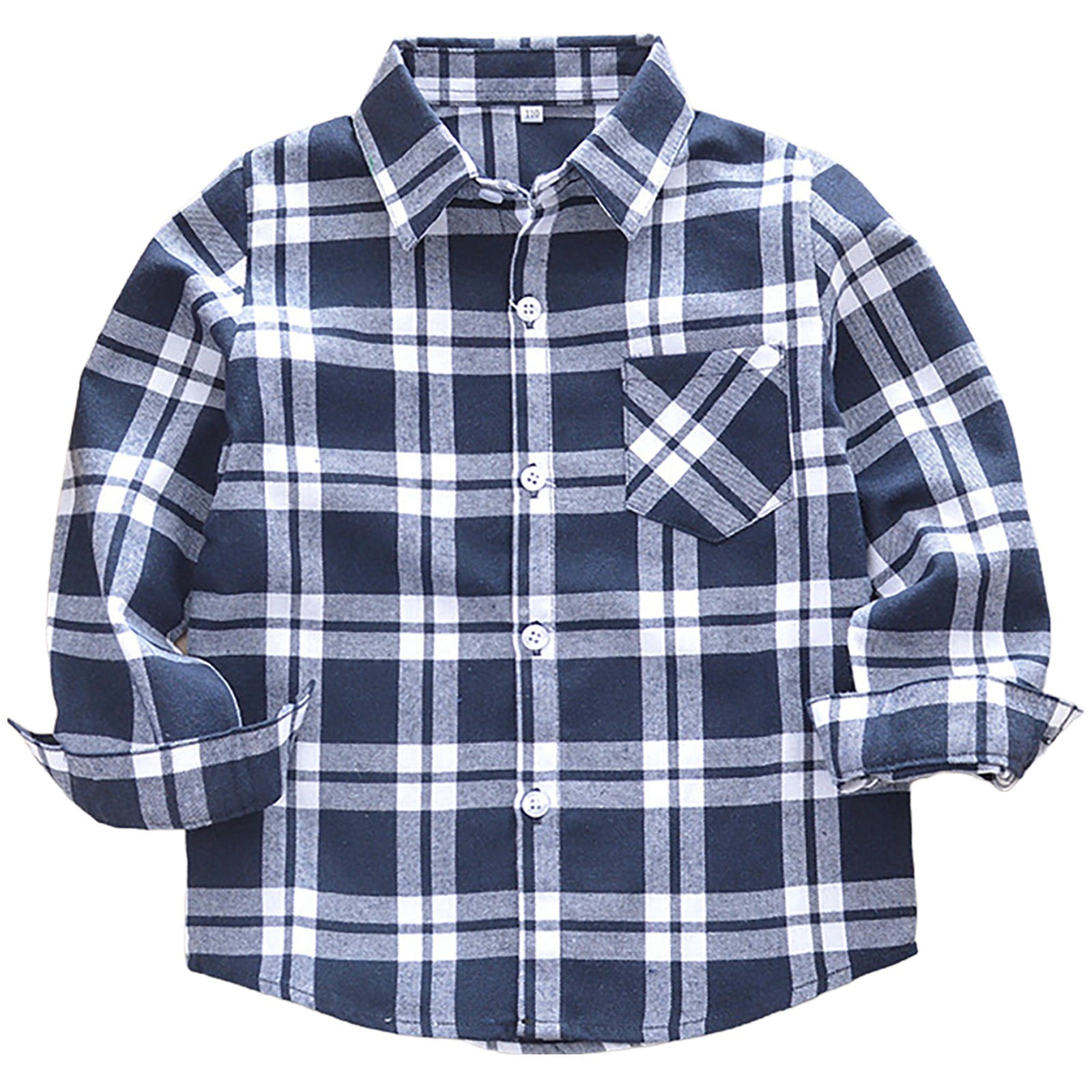 Boys and Girls Flannel Plaid Shirts Long Sleeve Button Down Lapel ...