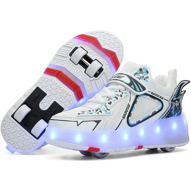 Yazi Unisex LED Lights Four-Wheeled Roller Skates, B4-White - Walmart.com
