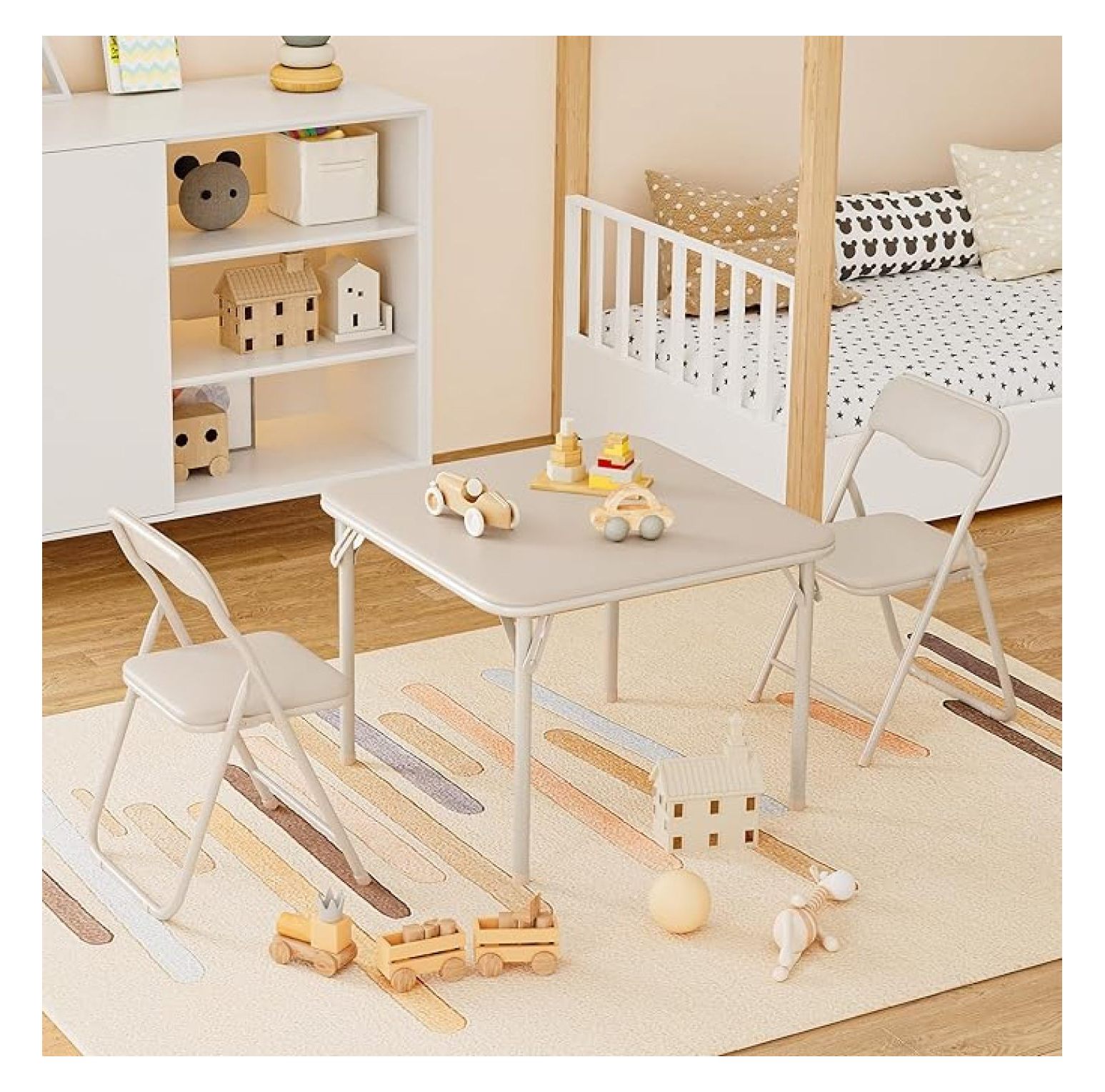 Boys and Girls Folding Table and Chairs Set of 3, Portable Table and ...