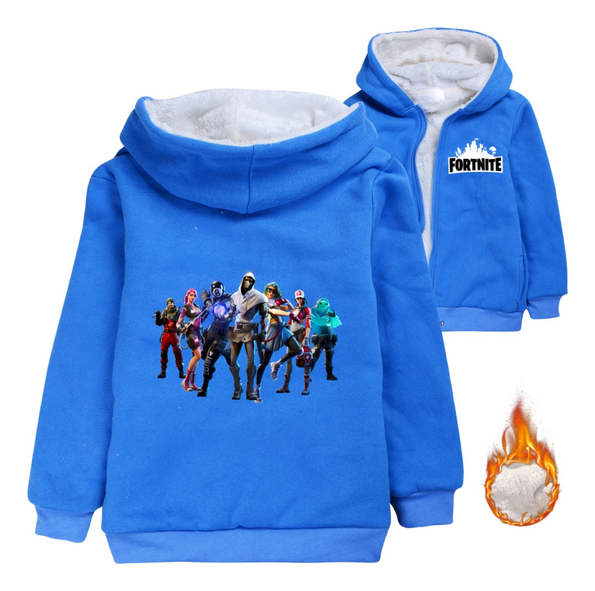 Boys and Girls Fortnite Winter Hoodie - Fleece-Lined Zip-Up Coat ...