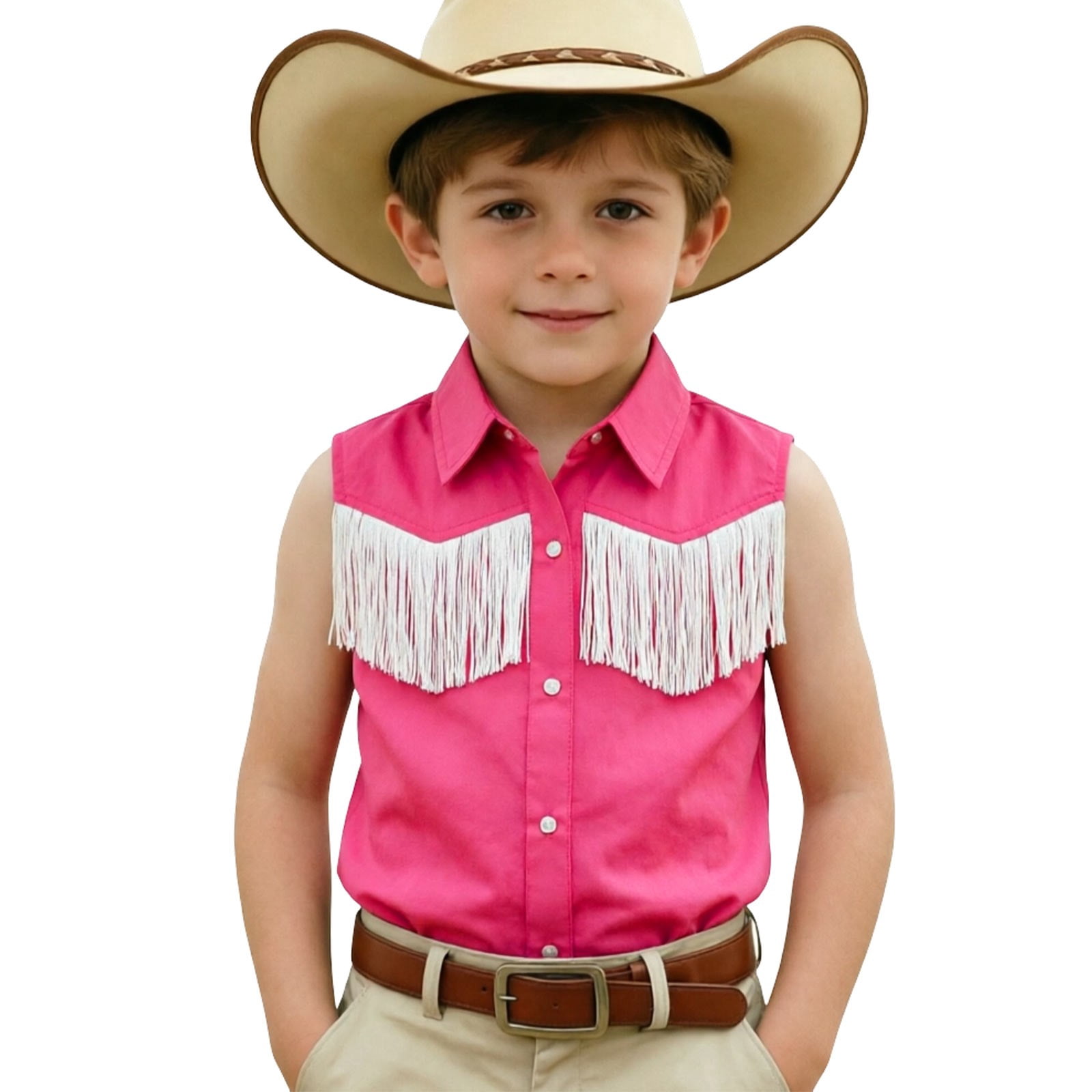 Boys and Girls Kids Western Cowboy Shirt Fringe Snap Button Down ...