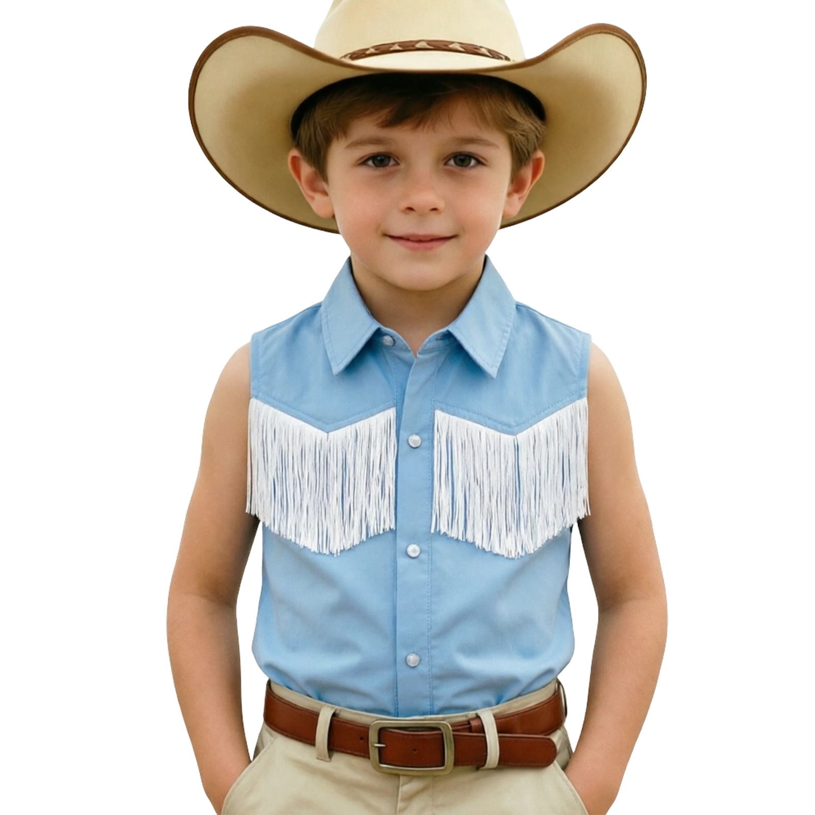 Boys and Girls Kids Western Cowboy Shirt Fringe Snap Button Down ...