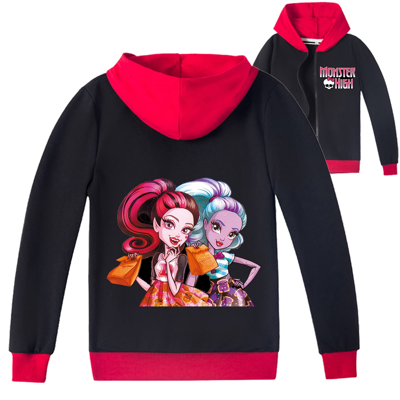 Boys and Girls Monster High Print Zipper Hoodie Jacket, Perfect for the ...