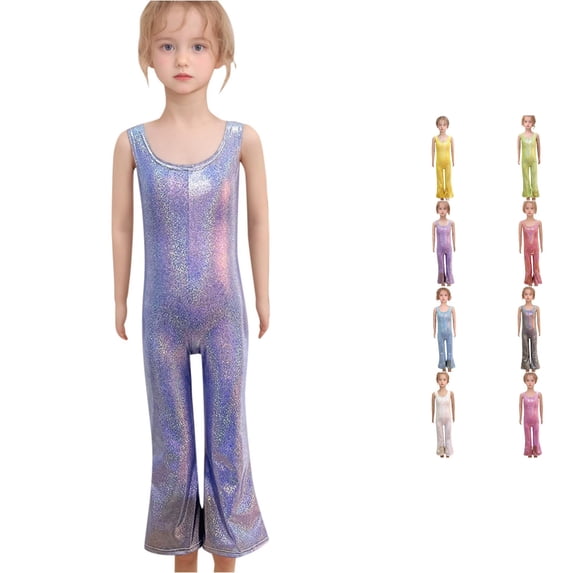 Boys' and Girls' Sequin Tight Stretch Jumpsuit Sleeveless Crew Neck ...