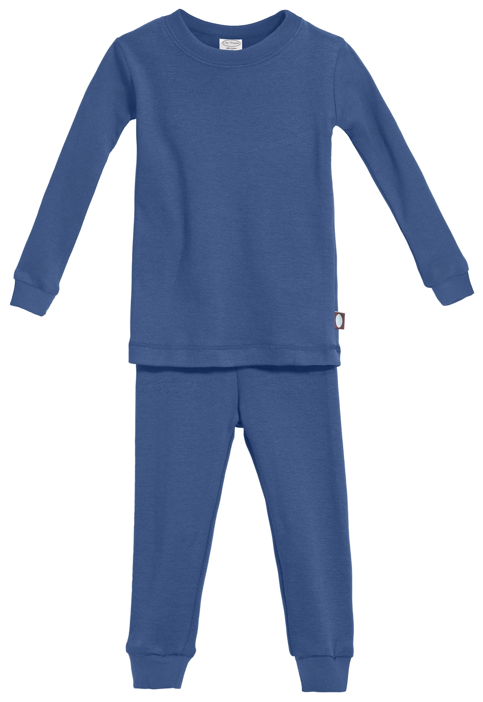 Made in USA Kid's Organic Cotton Pajama Sets | Smurf Blue - Walmart.com