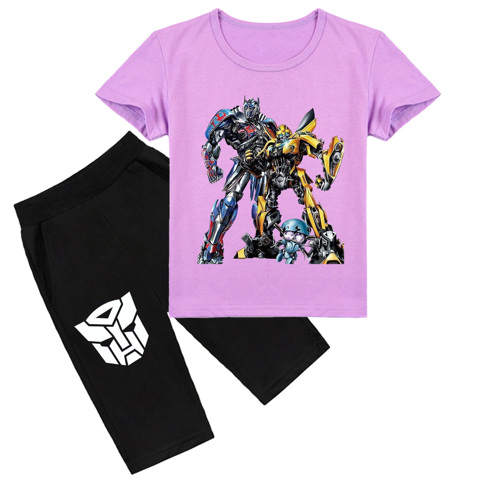 Boys and Girls Summer Set: Transformers Print Cotton Short Sleeve T ...