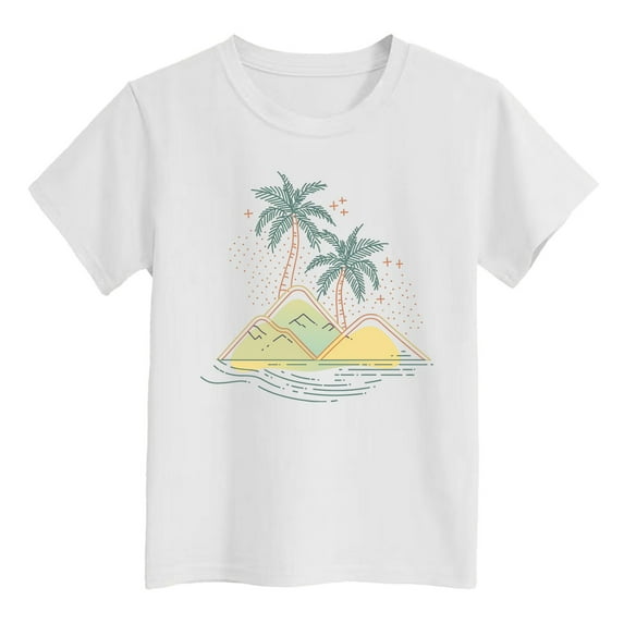 Boys and Girls' Tropical Island Print Casual T-shirt - A comfortable ...