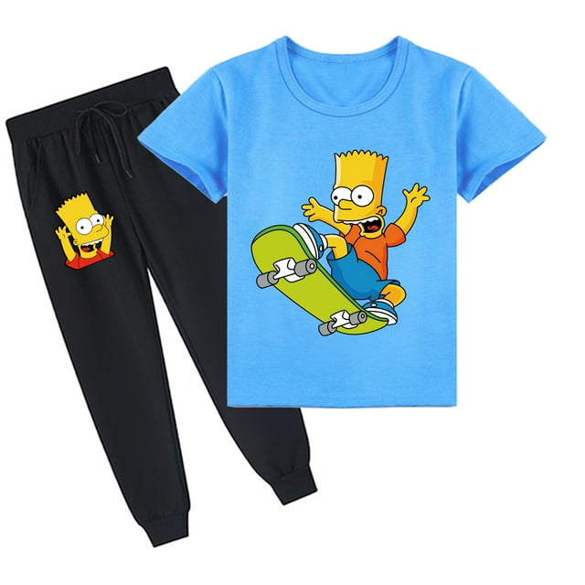Boys and Girls The Simpsons Cotton Short Sleeve T-shirt with Long Pants ...