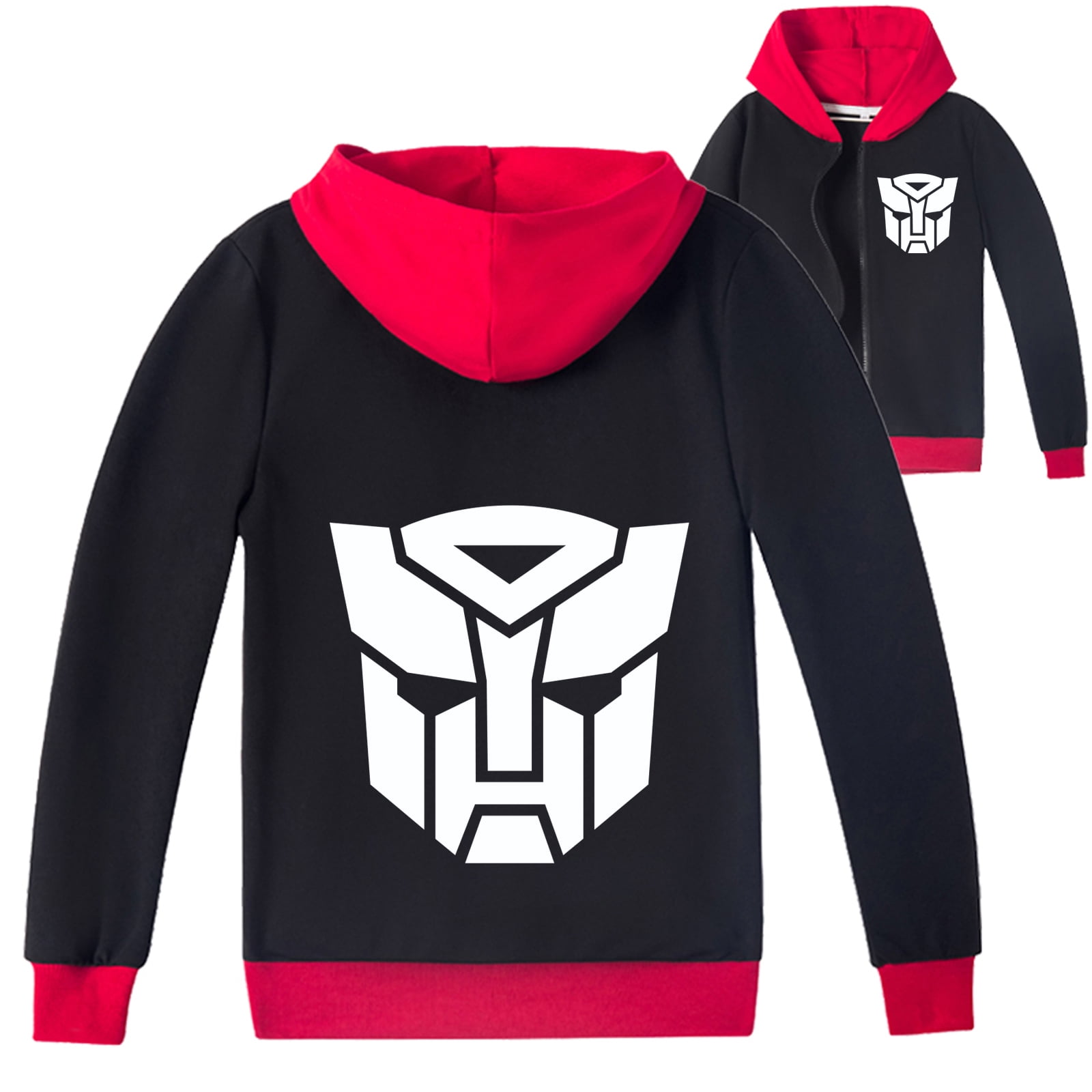 Boys and Girls Transformers Print Zipper Hoodie Jacket, Perfect for the ...
