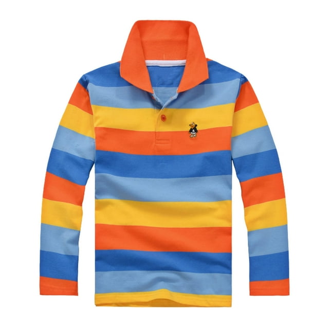 Boys' and Toddler Long Sleeve Polo Shirt Striped Polo Young Boys ...