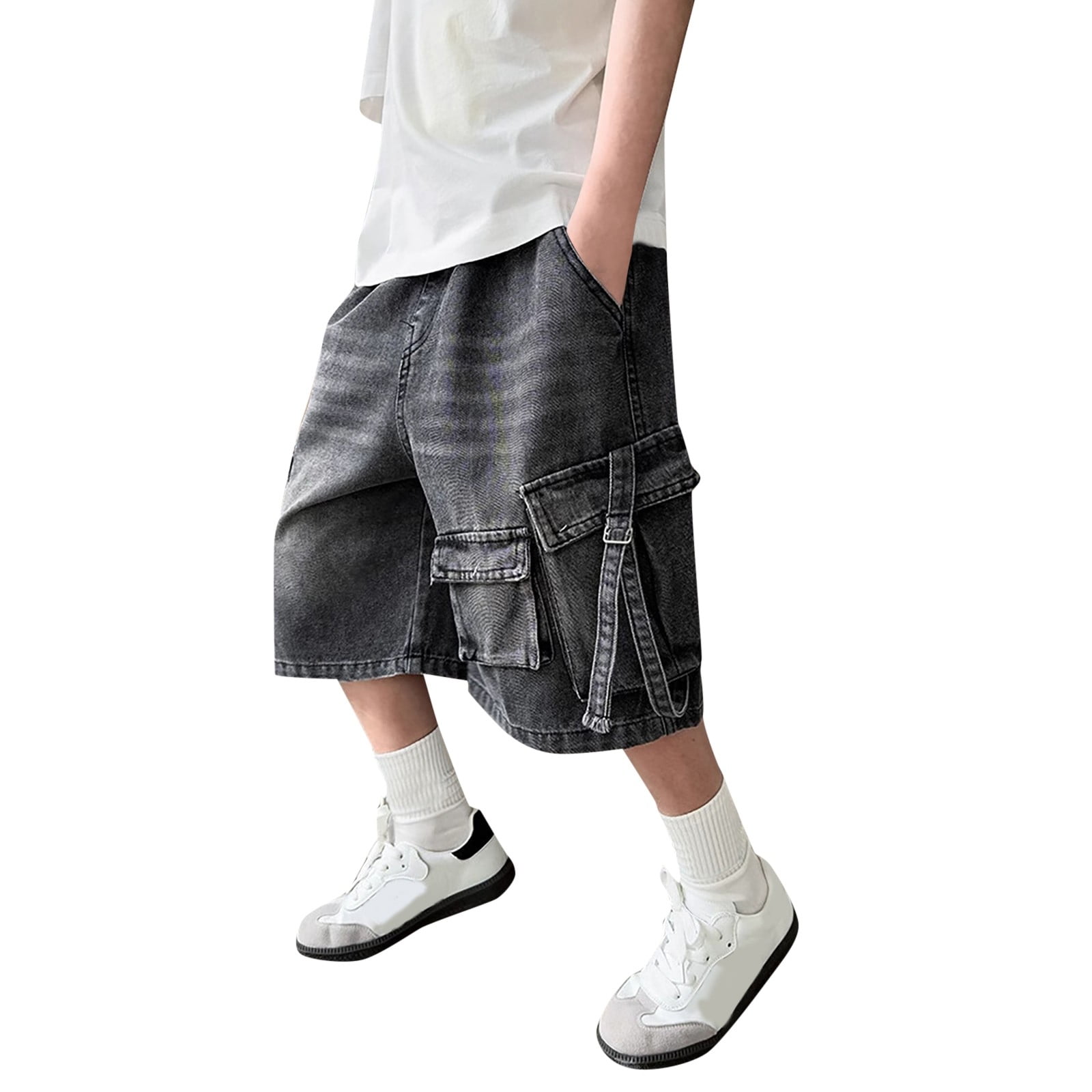 Boys and Toddlers' Shorts Jeans Wide Leg Elastic Waist Denim with ...
