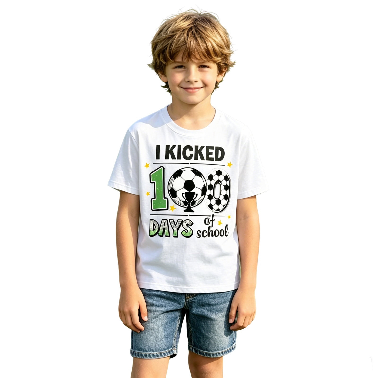 Boys cute Soccer Graphic Tee, Kids Short Sleeve Casual Round Neck Top ...