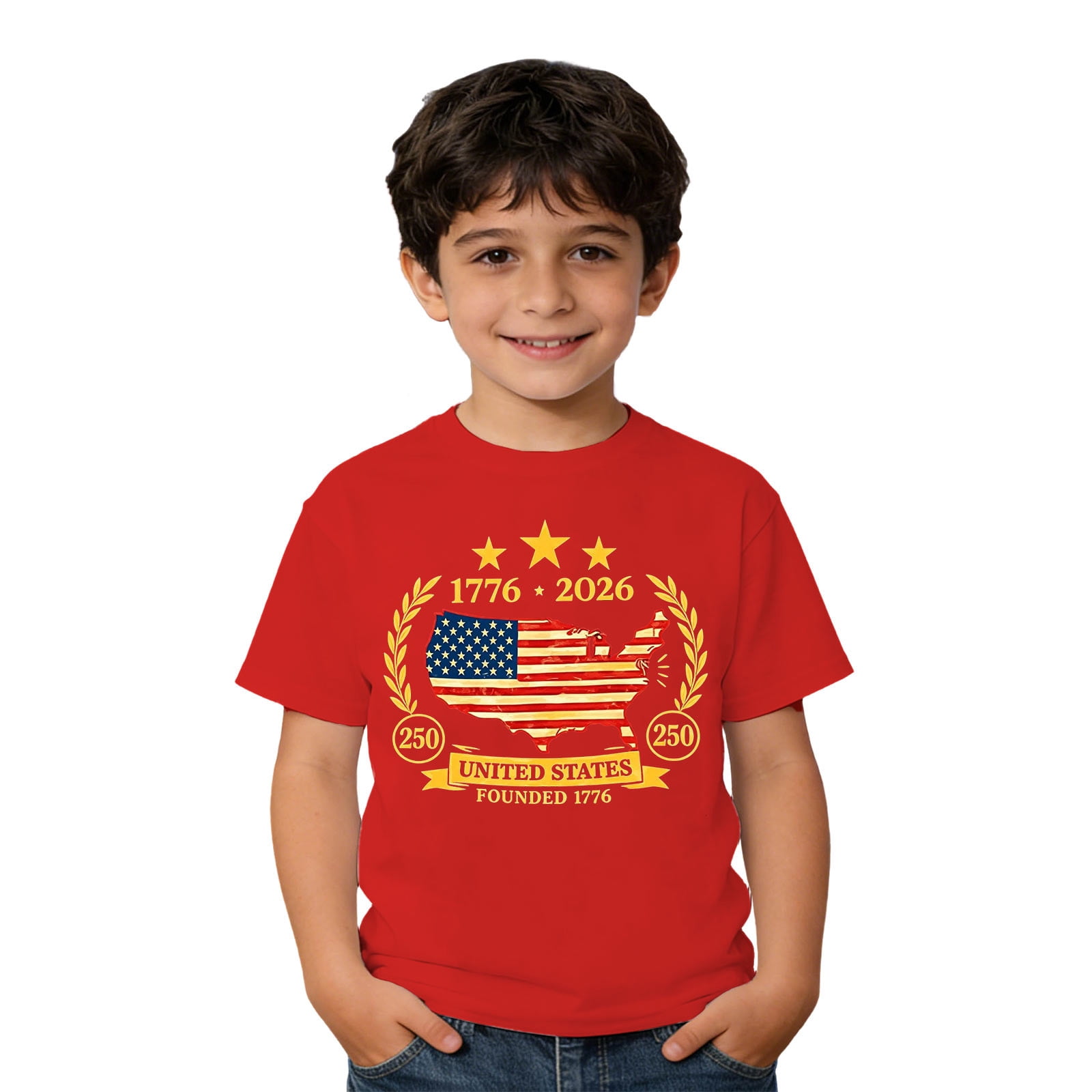 Boys girls Patriotic T-Shirt 250 Years of American Freedom 1776-2026 ...