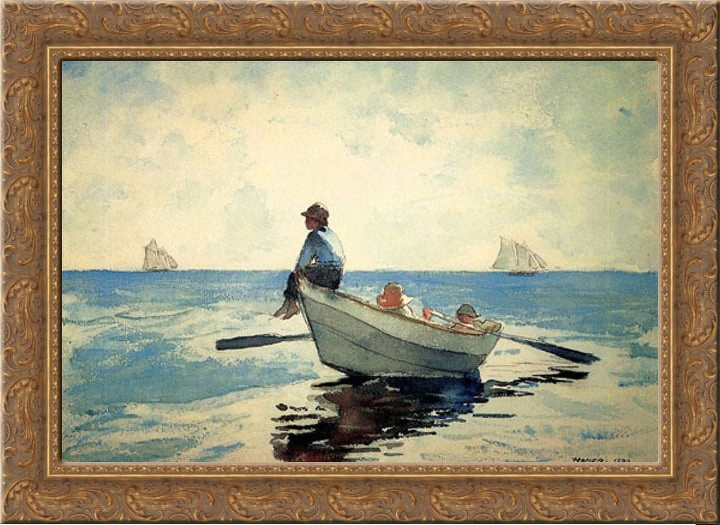 Boys in a Dory 24x19 Gold Ornate Wood Framed Canvas Art by Homer ...