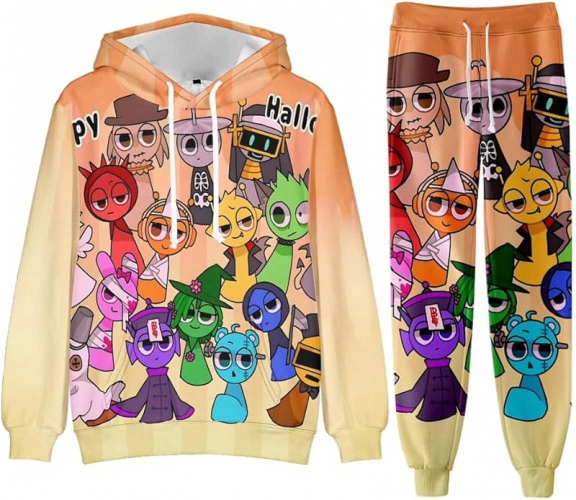 Boys sprunki 3D figure printed sweatshirt and pants set kids increbox ...