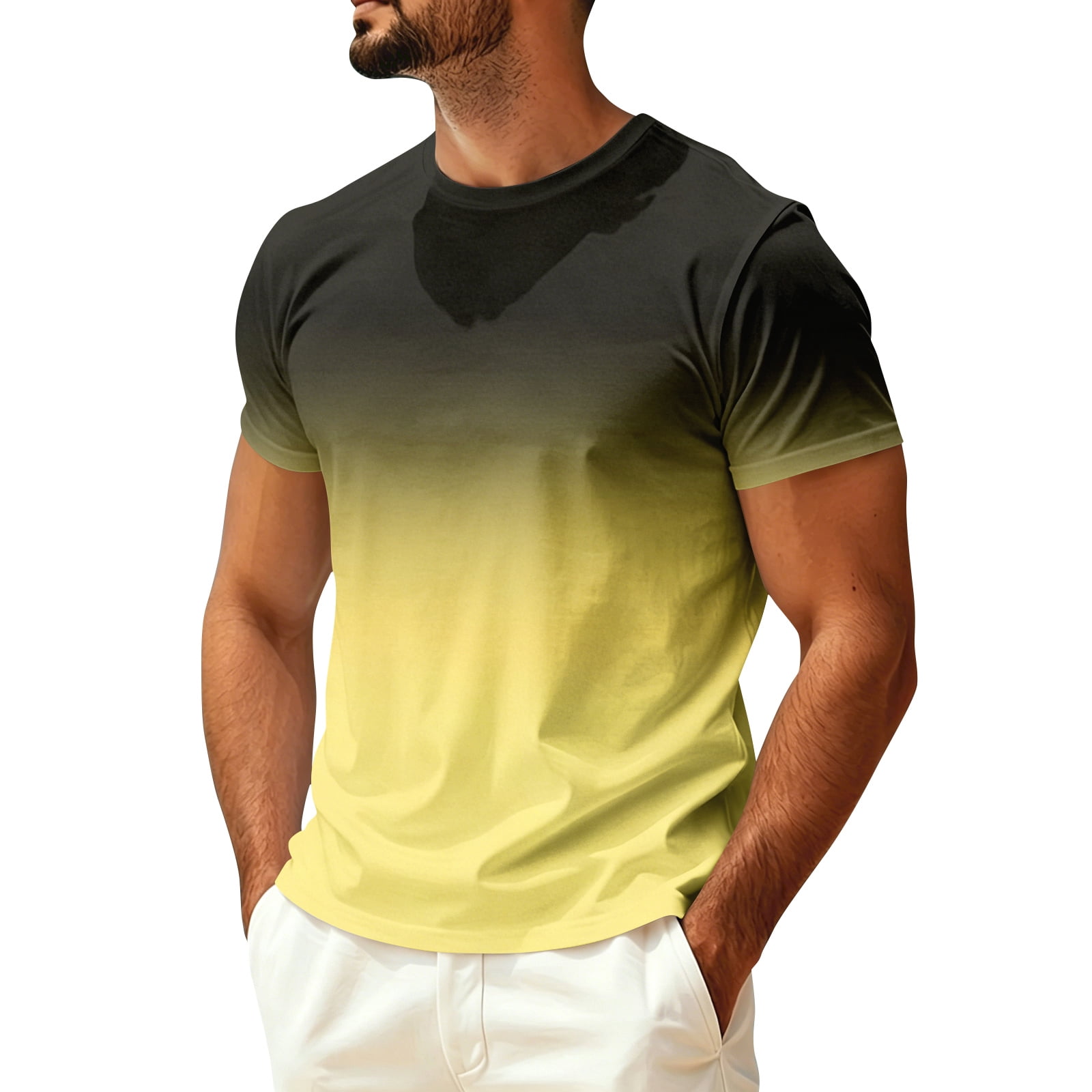 Boyscolos Men's Gradient Color T-Shirt, Short Sleeve Crewneck Tshirts ...